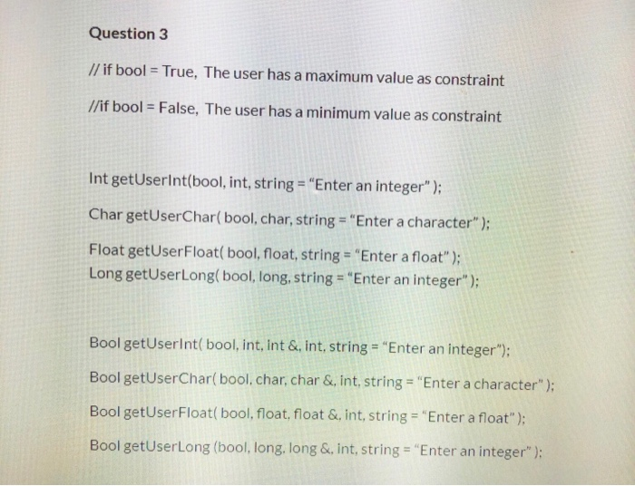 Solved Question 1 Write idiot-proofing functions for every | Chegg.com