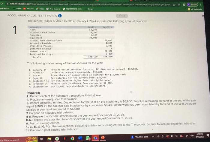 Solved ACCOUNTING CYCLE: TEST 1. PART A A Prepare an | Chegg.com