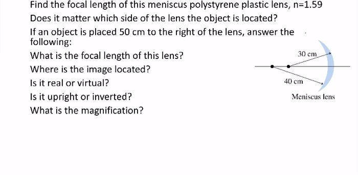 Solved Find the focal length of this meniscus polystyrene | Chegg.com