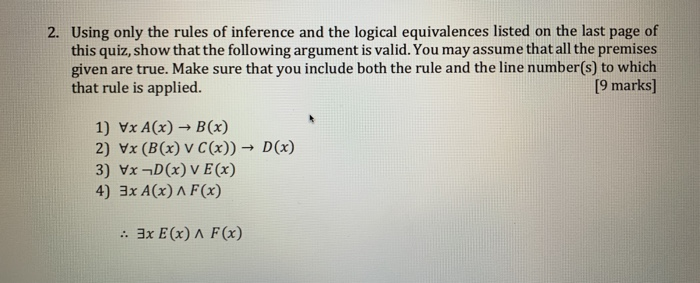 Solved 1. Using only the rules of inference and the logical | Chegg.com