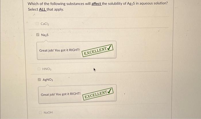 Solved Which of the following substances will affect the | Chegg.com