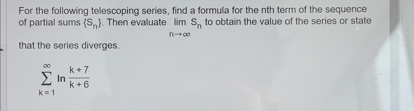 Solved For the following telescoping series, find a formula | Chegg.com
