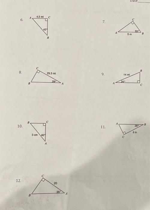 Solved solve each triangle. find all missing sides. round to | Chegg.com