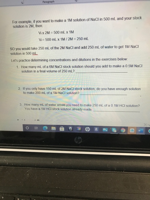 Solved Paragraph For example, if you want to make a 1M | Chegg.com