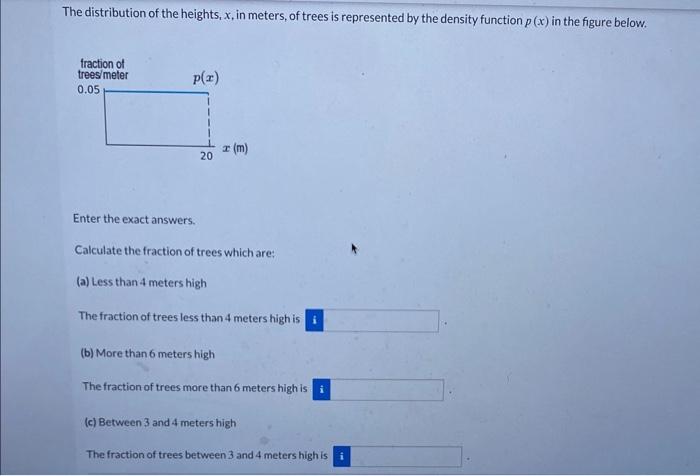 Solved The distribution of the heights, x, in meters, of | Chegg.com
