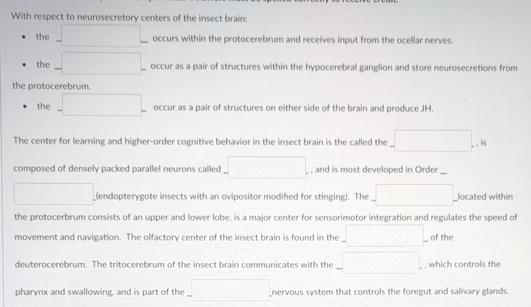 With respect to neurosecretory centers of the insect | Chegg.com