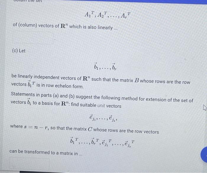 Solved T (Linear Spans). Recall that the transpose operation | Chegg.com