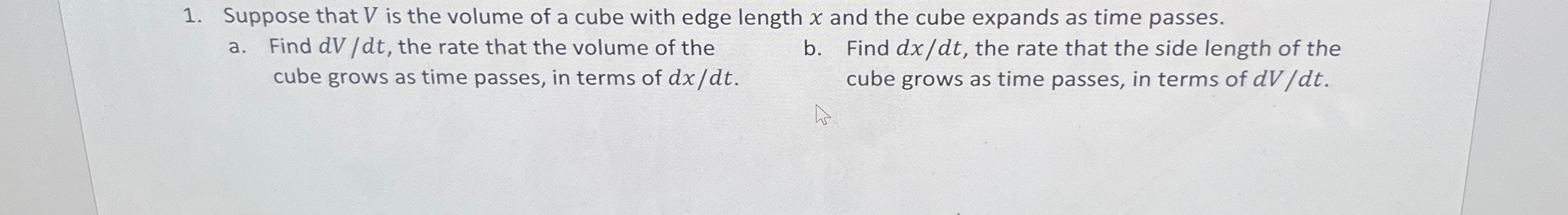 Solved Suppose that V ﻿is the volume of a cube with edge | Chegg.com