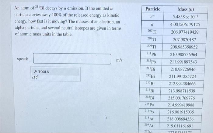 Solved An atom of 211 Bi decays by a emission. If the | Chegg.com