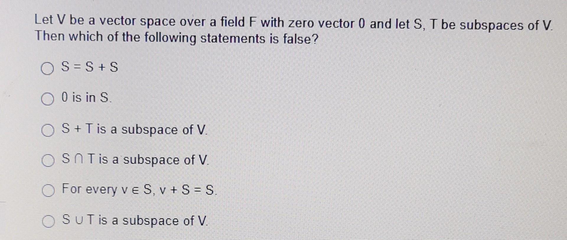 Solved Let V be a vector space over a field F with zero | Chegg.com