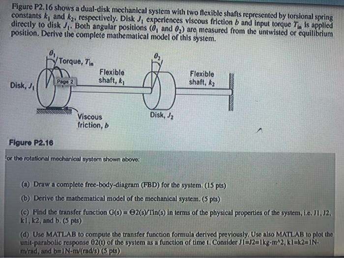 Solved Figure P2.16 shows a dual-disk mechanical system with | Chegg.com