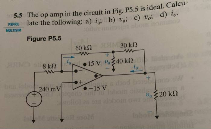 Solved 5.5 The op amp in the circuit in Fig. P5.5 is ideal. | Chegg.com