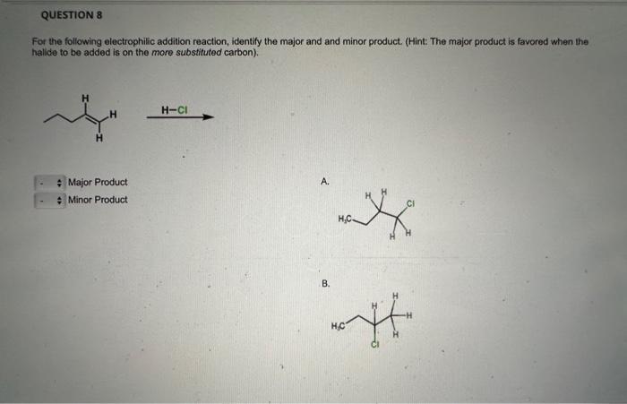 Solved For the following electrophilic addition reaction, | Chegg.com