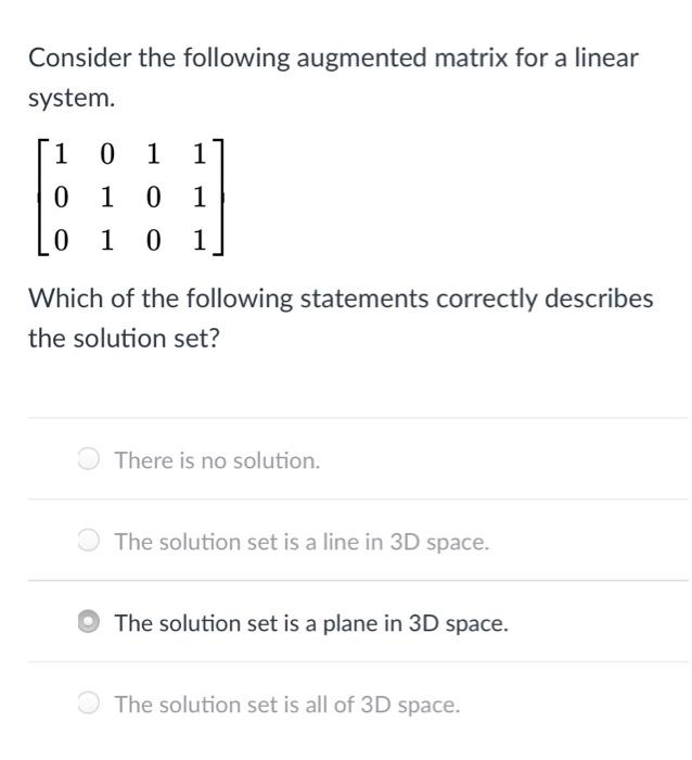 Solved Consider the following augmented matrix for a linear | Chegg.com