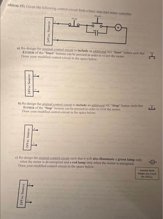 Solved voblem \#5) Given the following control-circuit from | Chegg.com