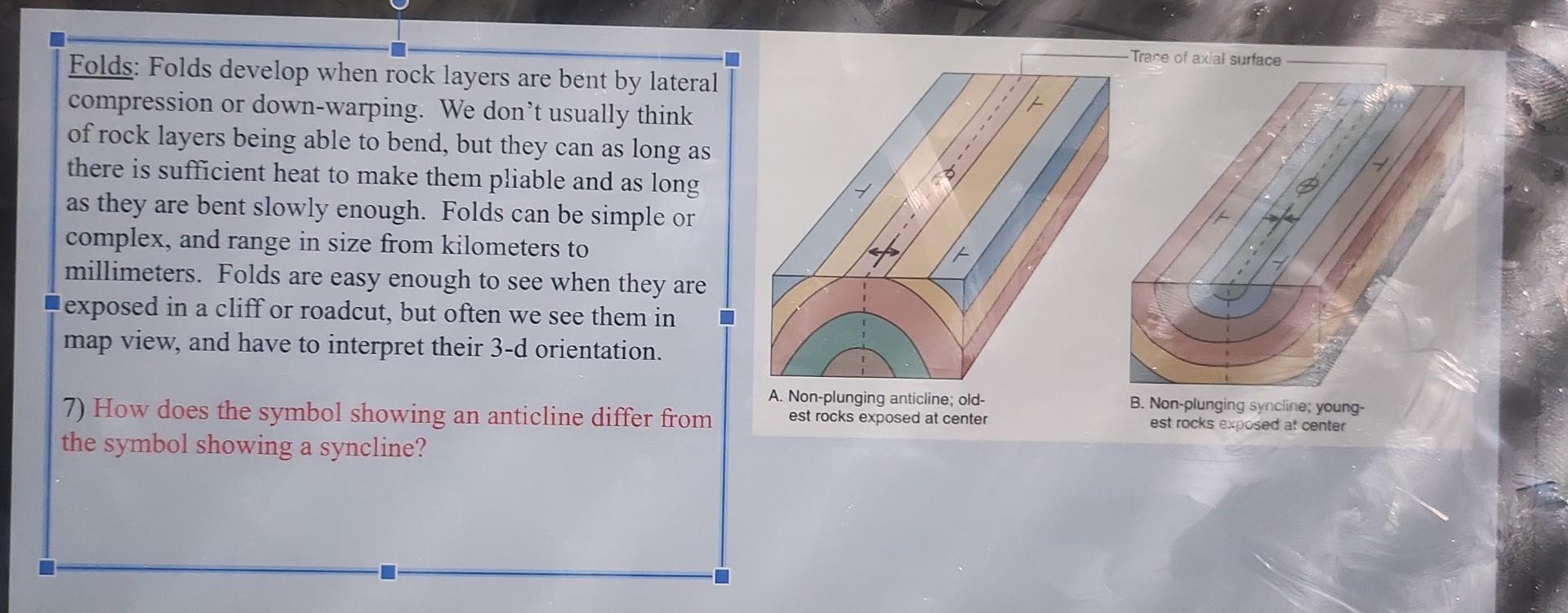 Solved Folds: Folds develop when rock layers are bent by | Chegg.com