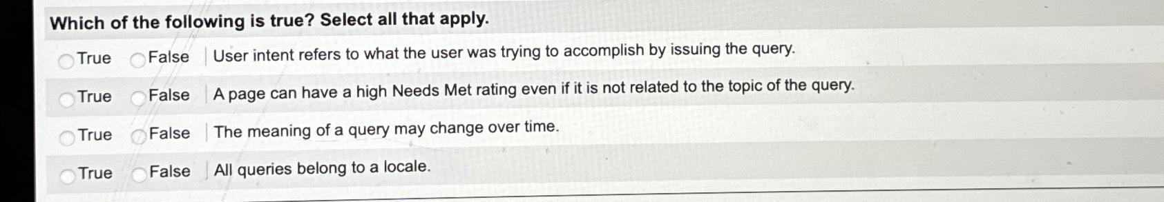 Solved Which of the following is true? Select all that | Chegg.com