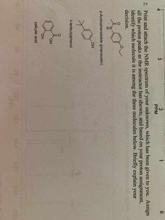 Solved 2 PPM 2. Print and attach the NMR spectrum of your | Chegg.com