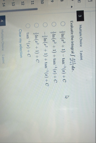 Solved Multiple Choice 1 ﻿pointEvaluate the integral | Chegg.com