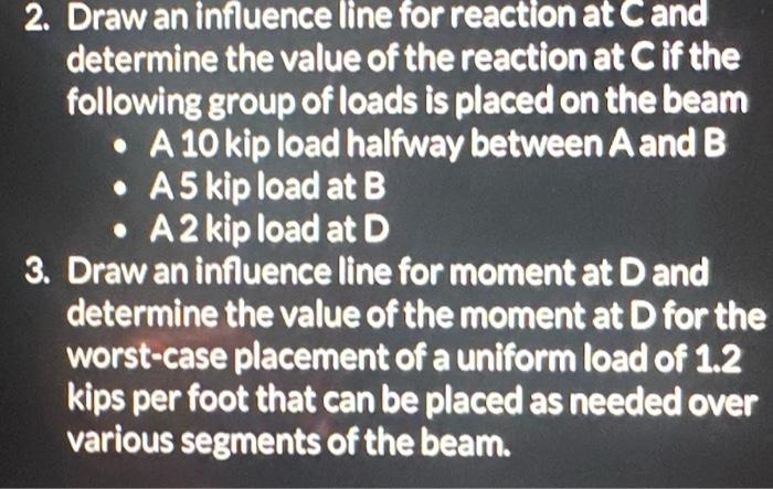 Solved 2. Draw an influence line for reaction atC and | Chegg.com