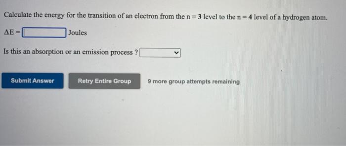 Solved Calculate the energy for the transition of an | Chegg.com
