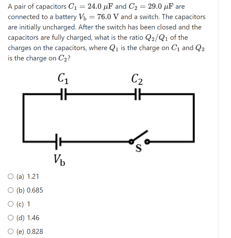 Solved A pair of capacitors C1=24.0μF ﻿and C2=29.0μF | Chegg.com