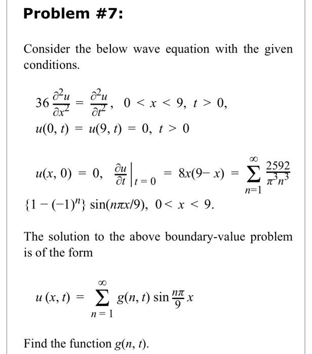 Solved Consider the below wave equation with the given | Chegg.com