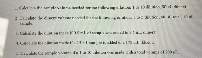Solved 1. Calculate the sample volume needed for the | Chegg.com