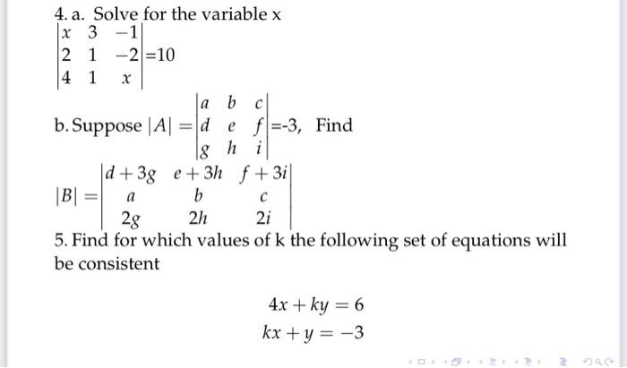 Solved 4. a. Solve for the variable \\( x \\) \\[ | Chegg.com