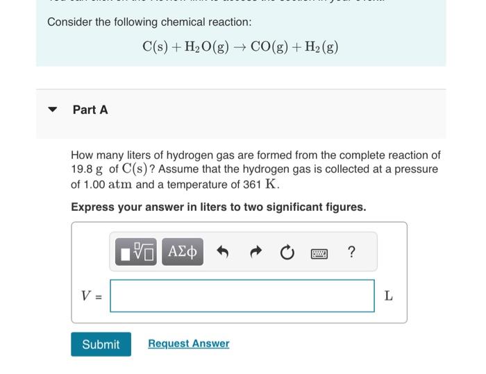 Solved Consider the following chemical reaction: Part A How | Chegg.com