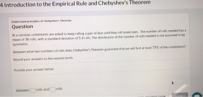 Solved Understand principles of Chebyshev's Theorem Question | Chegg.com