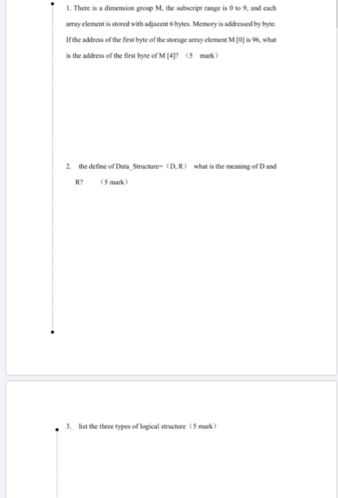 Solved 1. There is a dimension group M, the subscript range | Chegg.com