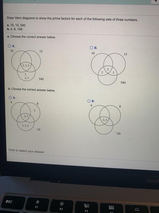 Solved Draw Venn diagrams to show the prime factors for each | Chegg.com