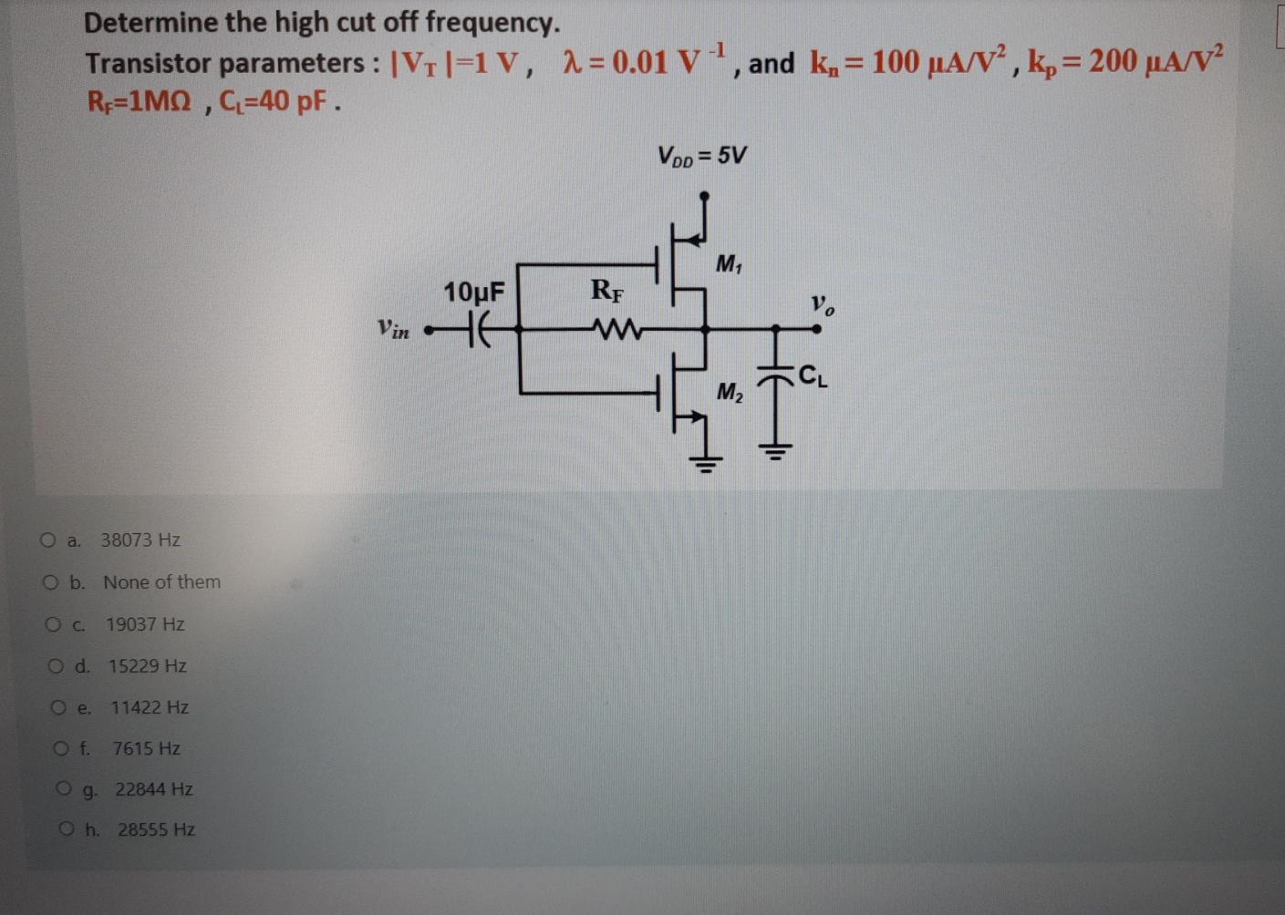 Solved Determine the high cut off frequency. Transistor | Chegg.com