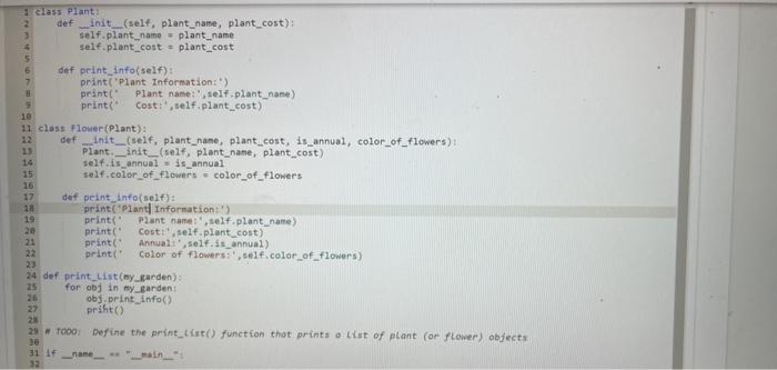 Solved the code MUST state "Plant # Information" not just | Chegg.com
