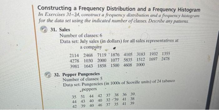 Solved Constructing a Frequency Distribution and a Frequency | Chegg.com