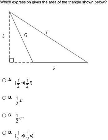 Solved Which expression gives the area of the triangle shown | Chegg.com