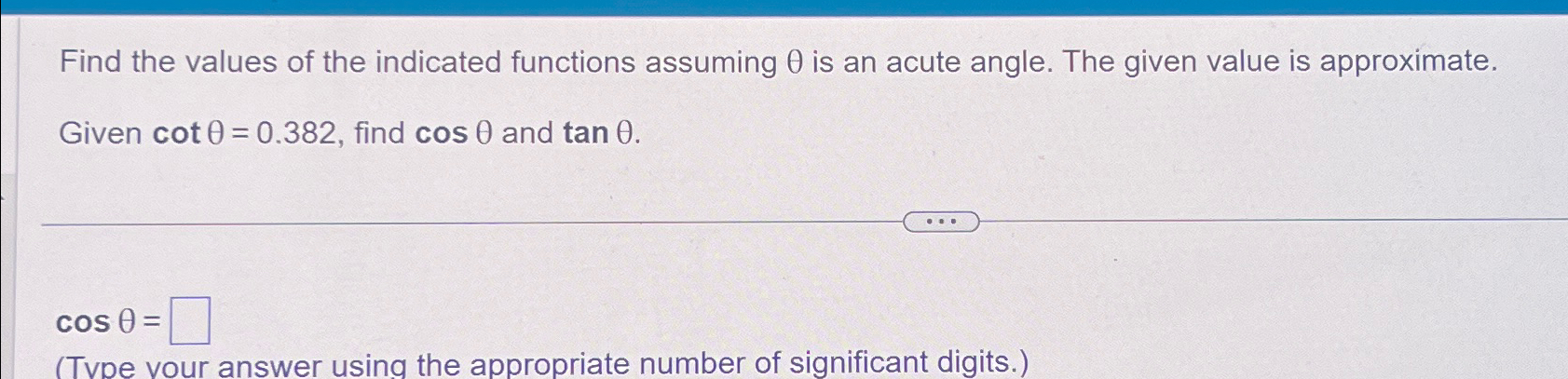 Solved Find the values of the indicated functions assuming θ | Chegg.com