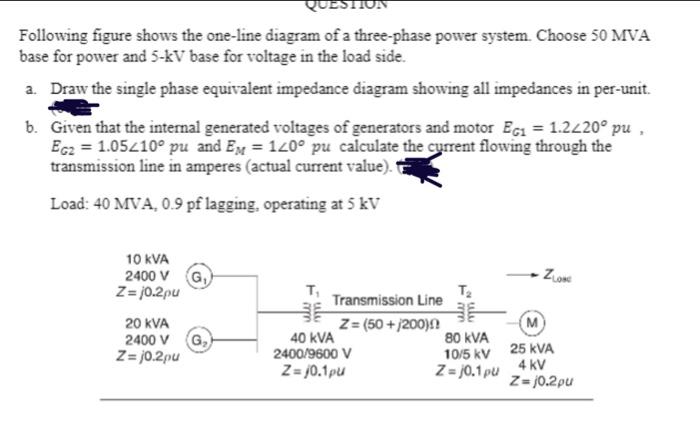 Following figure shows the one-line diagram of a | Chegg.com