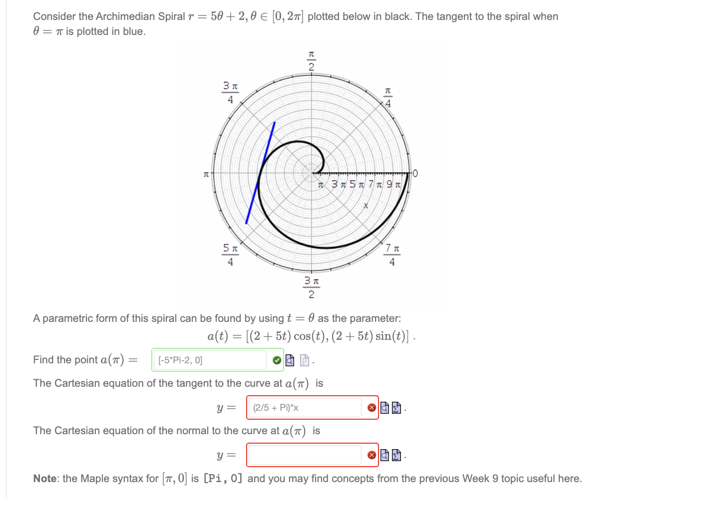 Solved Consider the Archimedian Spiral r=5θ+2,θin[0,2π] | Chegg.com