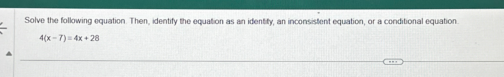 Solved Solve the following equation. Then, identify the | Chegg.com