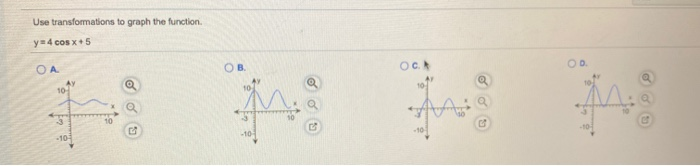 Solved Use transformations to graph the function y 4 cos x 5 | Chegg.com