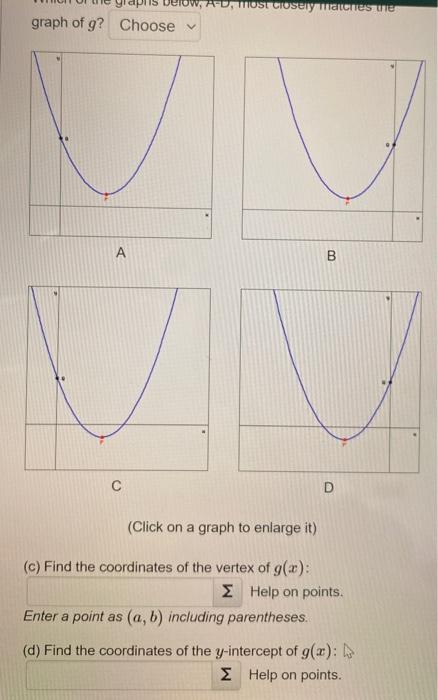 Solved (1 point) Let g(x)=(x+8)2−17 (a) Is g(x) a quadratic | Chegg.com