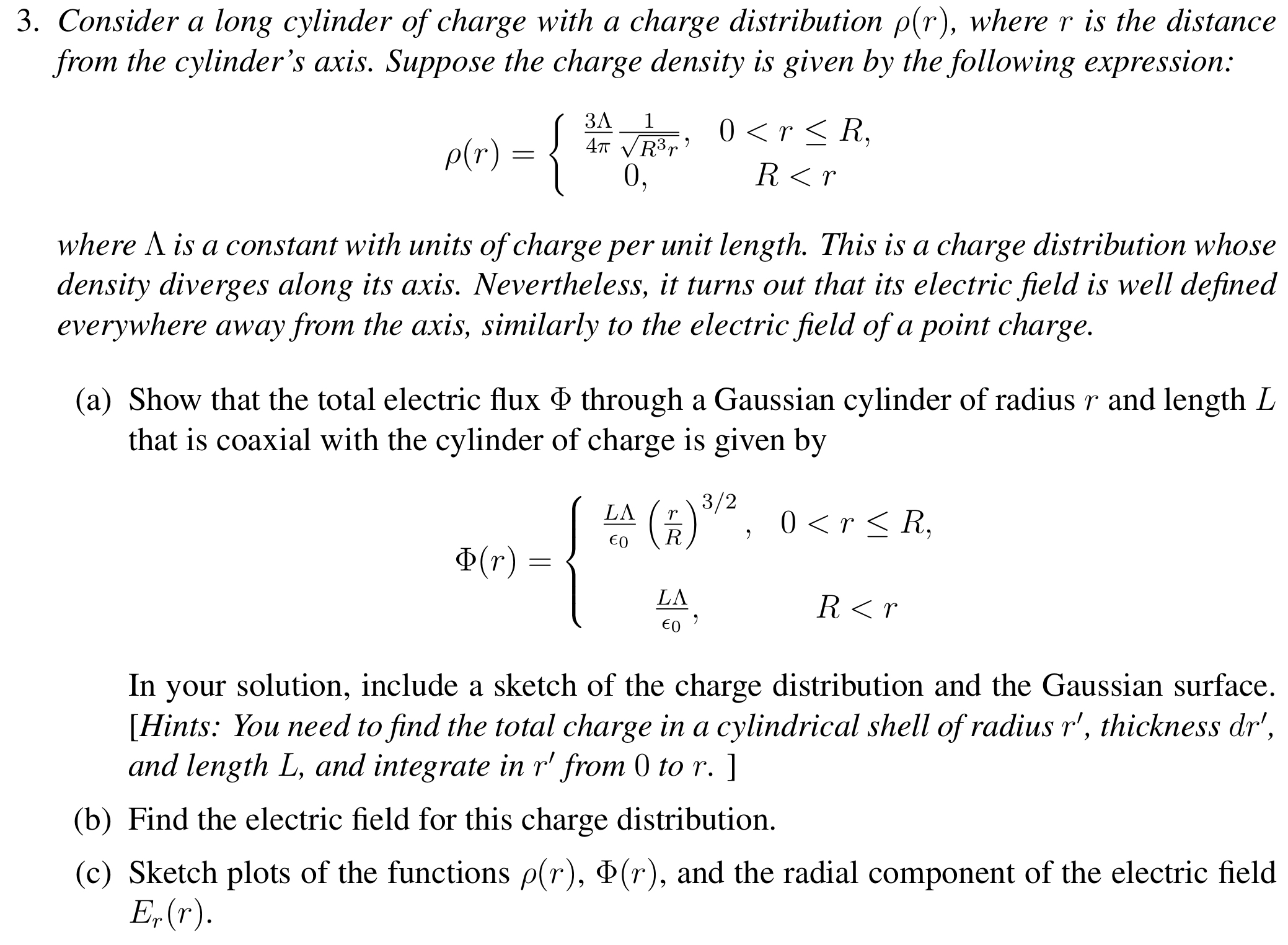 Solved Consider a long cylinder of charge with a charge | Chegg.com