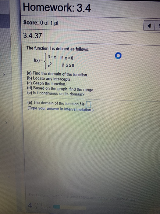 Solved Homework: 3.4 Score: 0 of 1 pt 3.4.37 The function f | Chegg.com