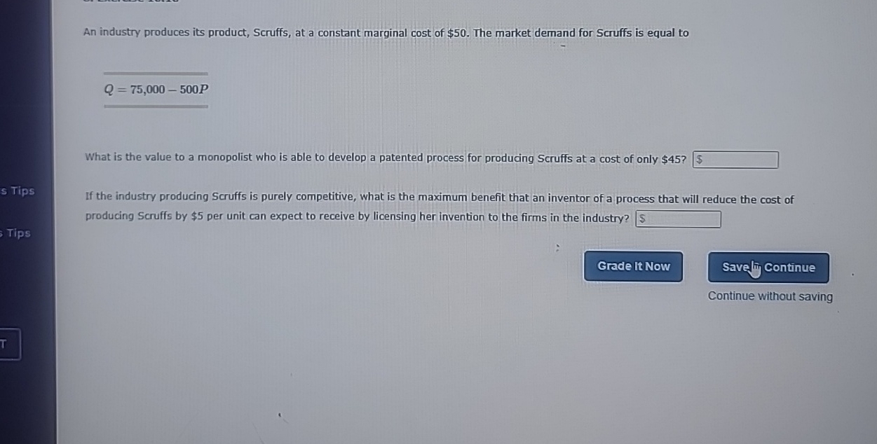 Solved An industry produces its product, Scruffs, at a | Chegg.com