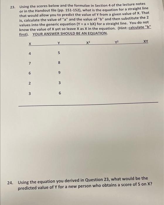 Solved Section 26 Computations For Linear Regression Tbe 6001
