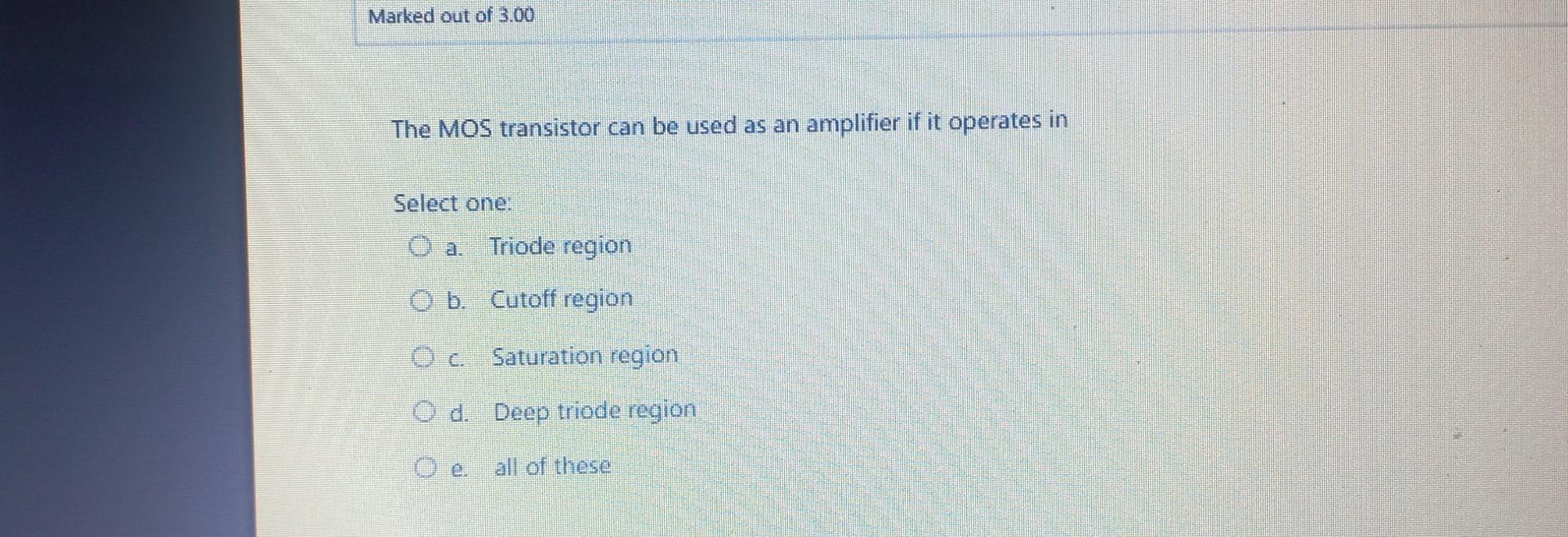 Solved The MOS transistor can be used as an amplifier if it | Chegg.com