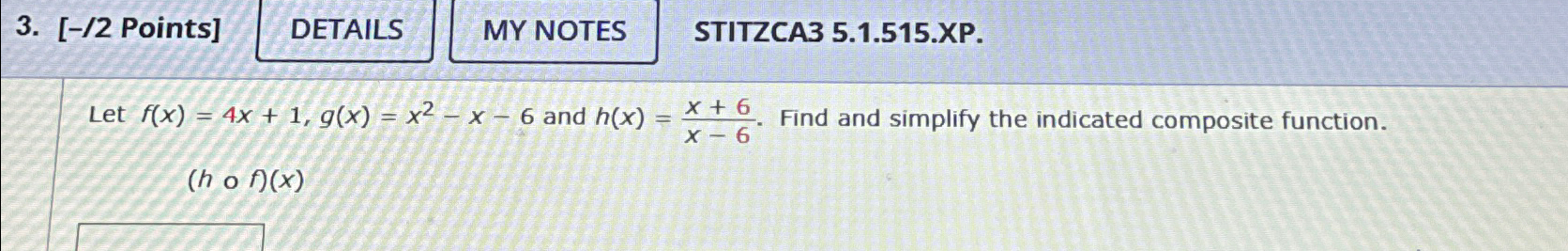 Solved [-/2 ﻿Points]STITZCA3 5.1.515.XP.Let | Chegg.com
