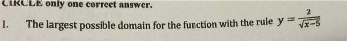 Solved 1. The largest possible domain for the function with | Chegg.com